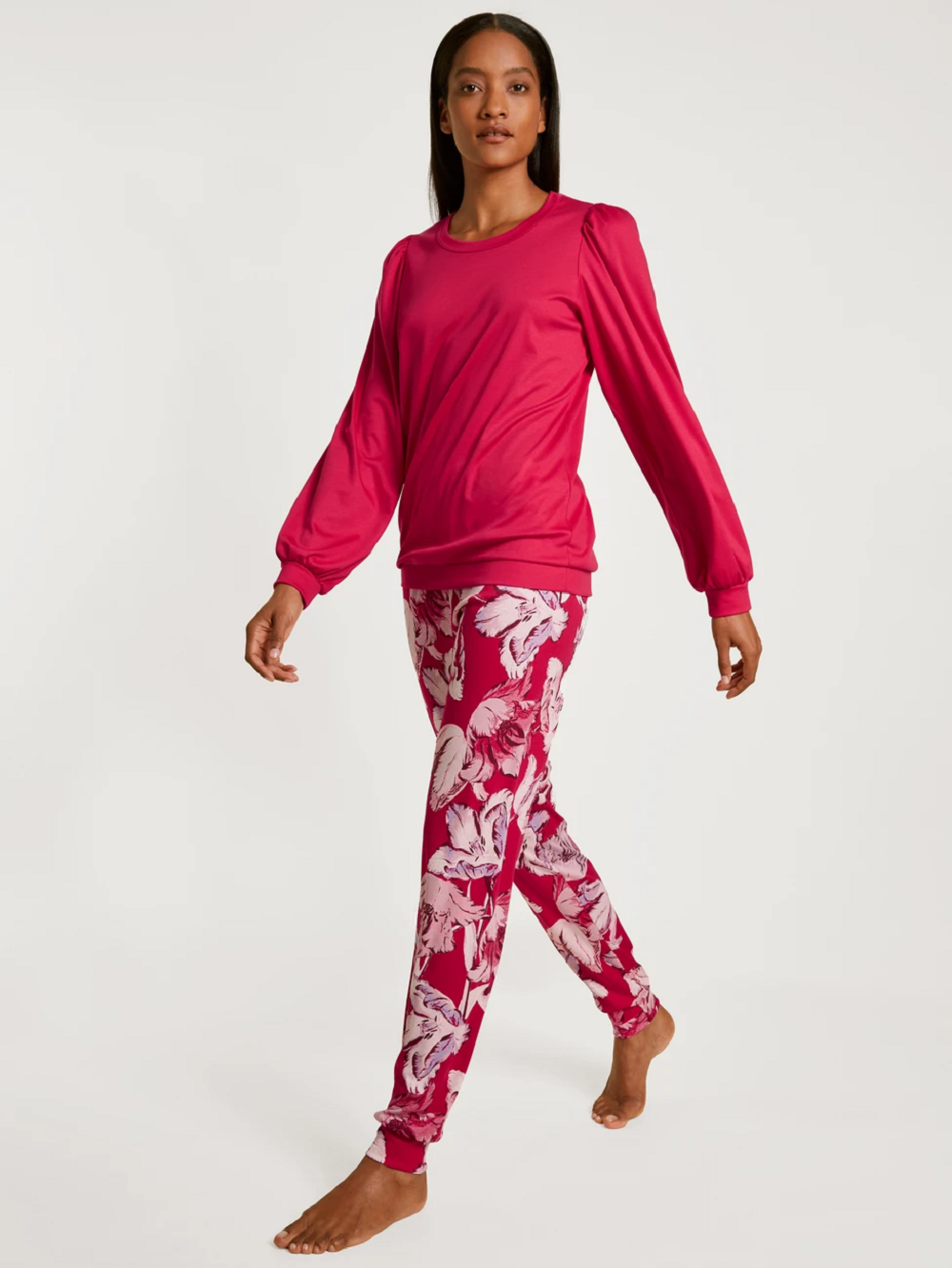 Calida Damen Bündchenpyjama 43352 barberry red | Mein Style
